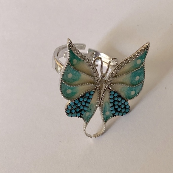 Jewelry | 925 Silver Butterfly Ring Blue Turquoise Stones | Poshmark